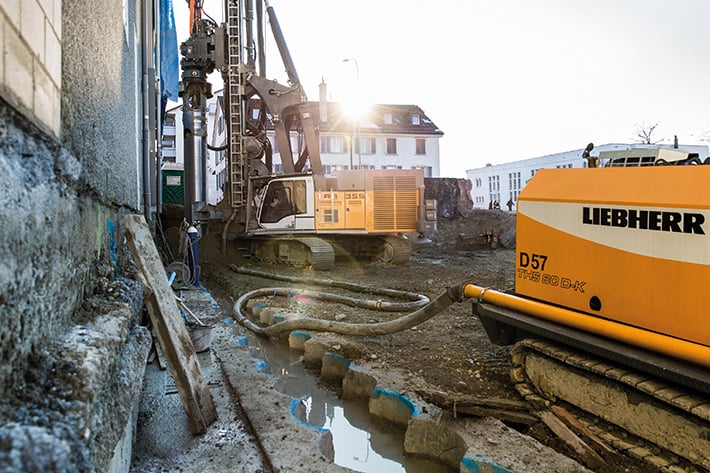 Liebherr piling and drilling rig LRB 355 on Swiss construction site ...