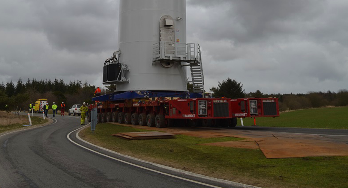 MAMMOET WIND RECORD-BREAKING TRANSPORT OF TURBINE TOWER SECTION ...