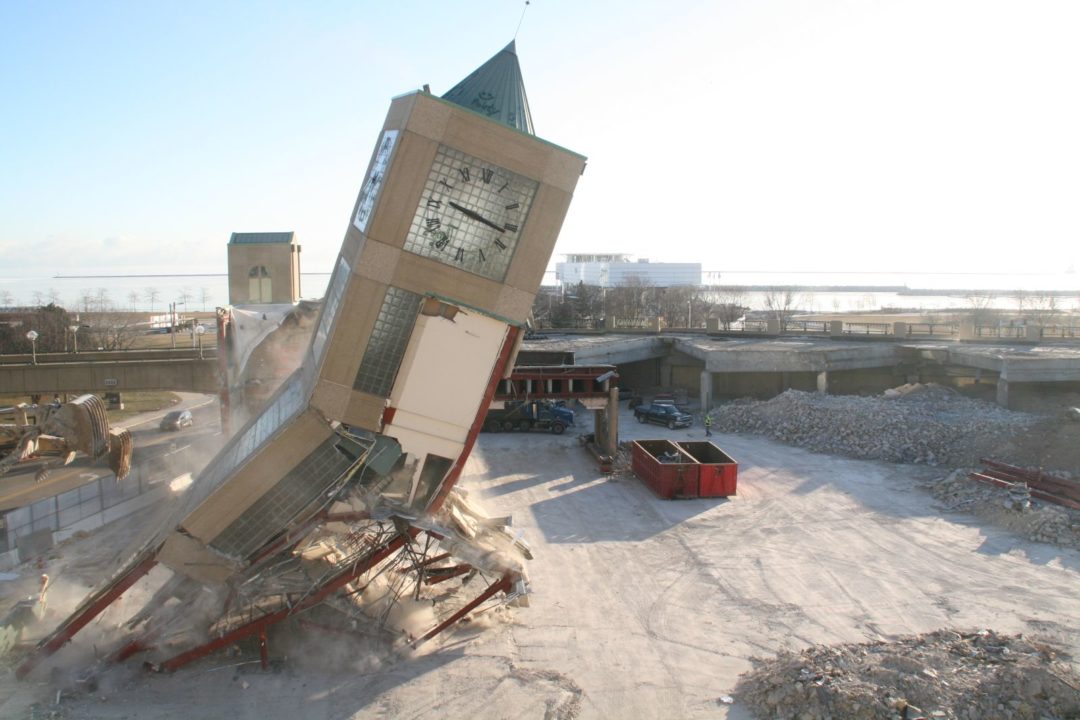 TimeLapse photos of Five-story clock tower being knocked down for ...