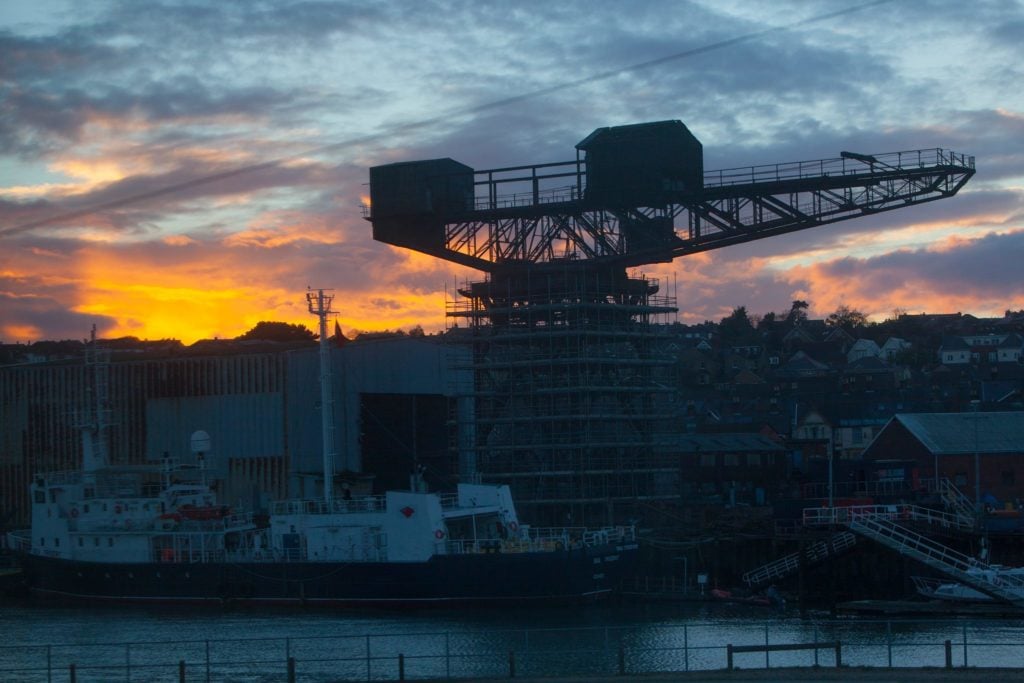 Iconic Isle of Wight's Cowes Shipyard Crane built in 1912 is undergoing ...