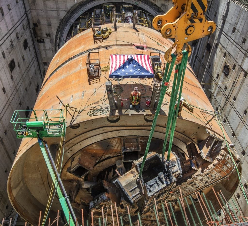 Crews are disassembly Bertha, the massive tunnel-boring machine in ...