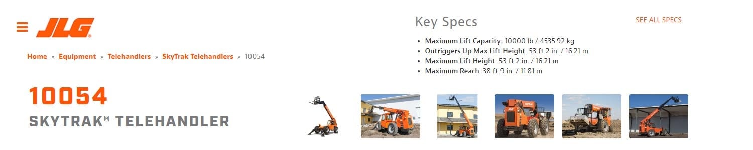 Telehandlers JLG 10054 Specifications CraneMarket